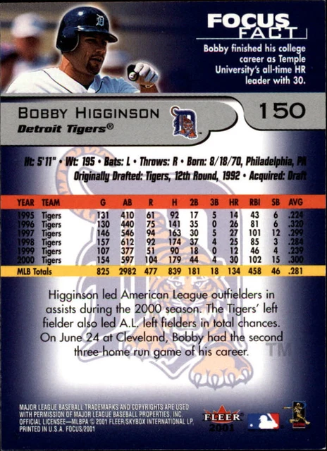 CARTE DE BASEBALL Fleer Focus 2001 #150 Bobby Higginson EUR 2,21 ...