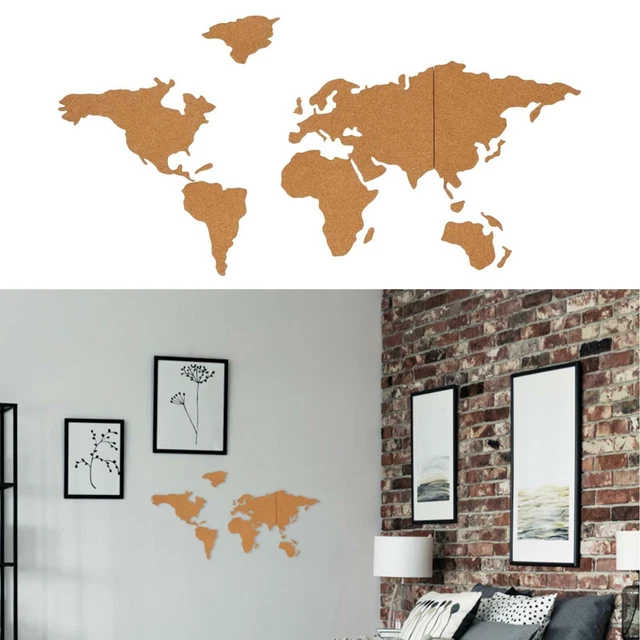 CORK WORLD MAP Cork Board Bulletin Board with 10pcs Pins Office ...