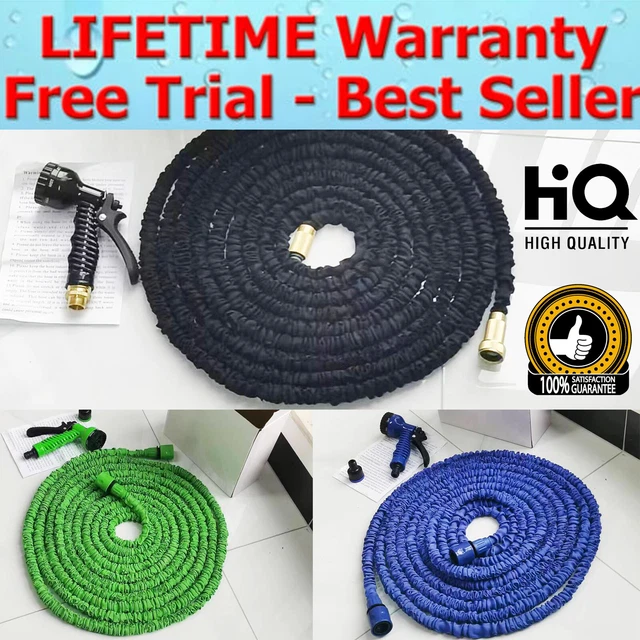 HEAVY DUTY GARDEN Hose Pipe Extra Long Expandable Water Spray Gun 75Ft ...
