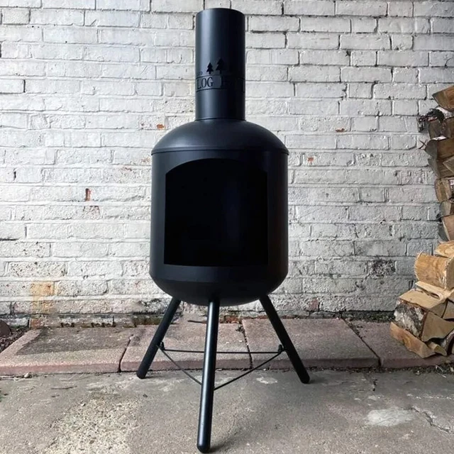 LOG BARN CHIMINEA FIRE PIT WOOD LOG BURNER LARGE PATIO HEATER STEEL ...