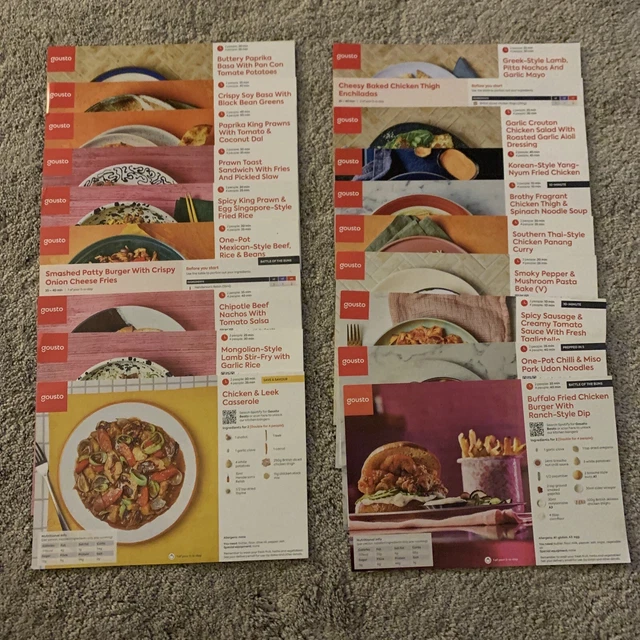 19 X GOUSTO Meal Plan Planning Meal Menu Recipe Cards Random Mix - No ...