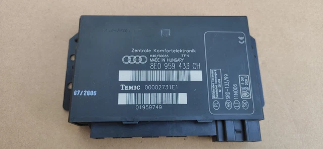 2001-07 AUDI A4 B6 B7 COMFORT CONTROL MODULE ECU 8E0959433CH Temic ...