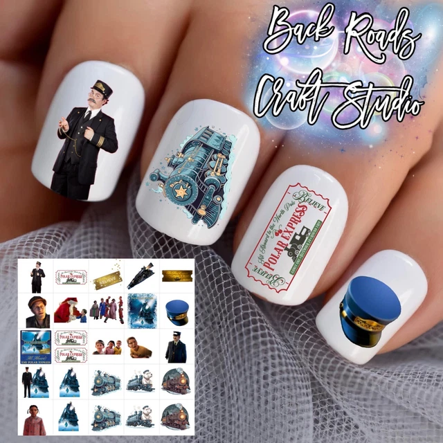 THE POLAR EXPRESS Waterslide Nail Art Decals set of 50 Instructions ...