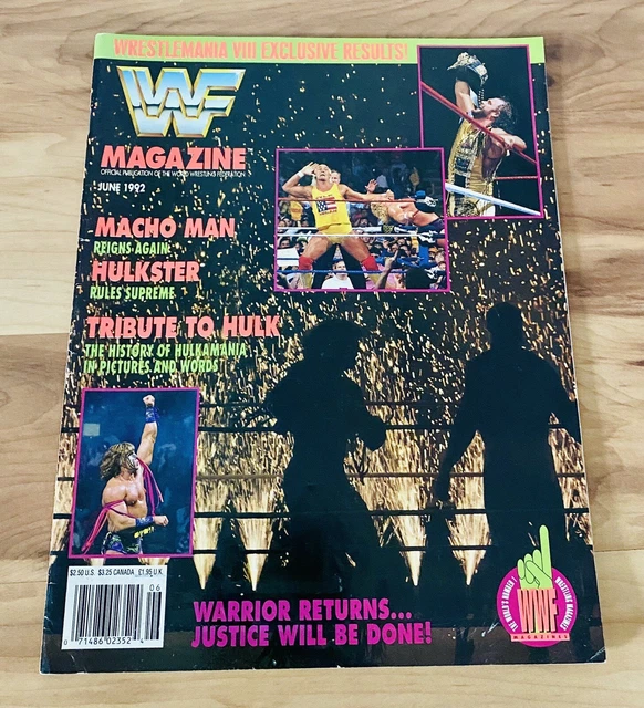 WWF MAGAZINE JUNE 1992 Ultimate Warrior Hulk Hogan Bret Hart Cover WWE ...