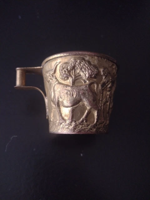 VINTAGE REPLICA ANCIENT Greek Vapheio Cup Gold color, Brass Hand Made ...