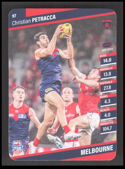 AFL 2024 TEAMCOACH Melbourne Christian Petracca 97 Card CB-1-9-A-17 $2. ...
