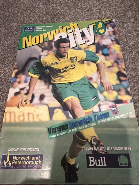 NORWICH CITY VS Ipswich Town 11/10/1996 Match day Program £4.40 ...