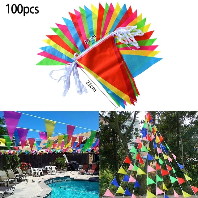FAHNENTUCH DREIECK FLAGGEN 100 Flaggen 50 Meter Groß 14 21CM Kunststoff ...