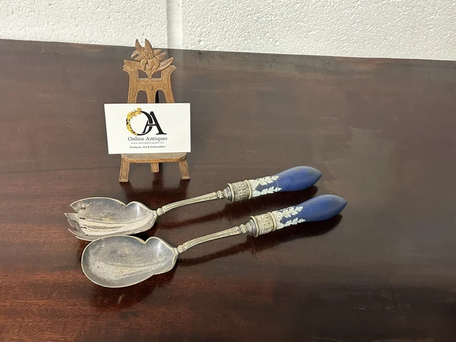 VINTAGE WEDGWOOD JASPERWARE Cobalt Blue Salad Servers Circa 1920’s £85. ...