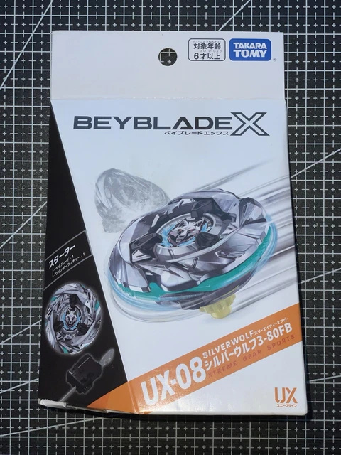 UK STOCK TAKARA Tomy Beyblade X UX-08 Starter Silver Wolf 3-80FB Japan ...