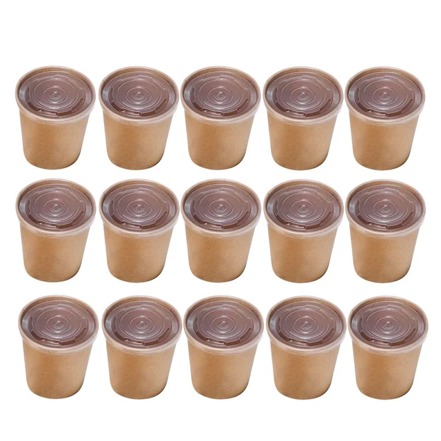 50 PCS THICKEN Oil-proof Paper Cup Food with Lid Kraft Container $50.44 ...