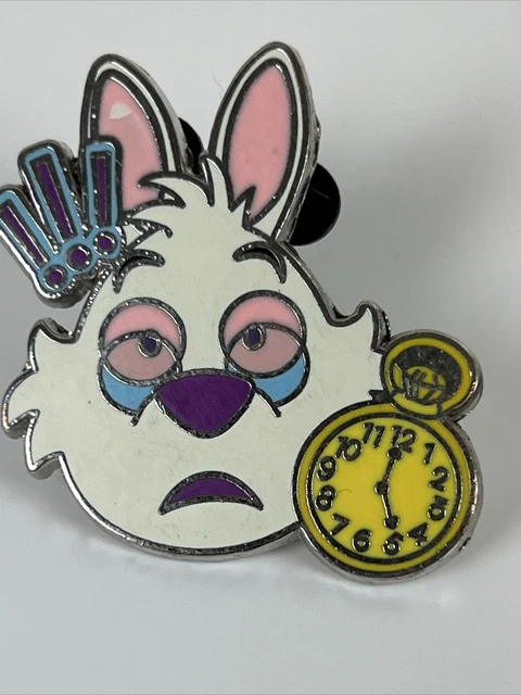 DISNEY PARKS ALICE WONDERLAND White Rabbit Clock Watch Late Trading Pin ...