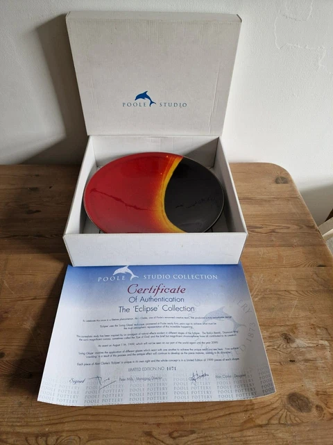 BOXED POOLE POTTERY Eclipse Plate Alan Clarke, 1999, Signed Certificate ...