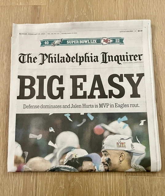 PHILADELPHIA EAGLES PHILADELPHIA Inquirer Feb 10 Newspaper 2025 SUPER ...