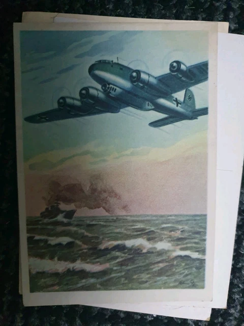 ORIGINAL GERMAN WW2 Postkarte Focke-Wulf Condor Over The Atlantic 15x10 ...