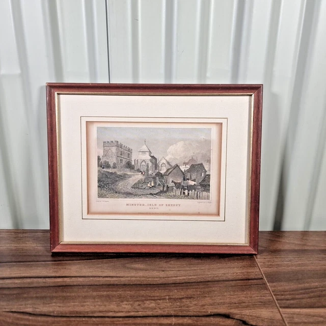 ORIGINAL PRINT OF MINSTER, ISLE OF SHEPPY Kent 1830 T.M. Barnes & H ...