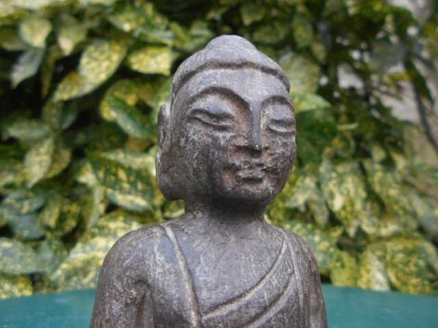 STATUE EN PIERRE dure noire sculptée Bouddha ancien - Art Asiatique ...