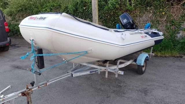 HONWAVE T38, TOHATSU 15hp 4 stroke, snipe sib trailer inflatable, boat ...