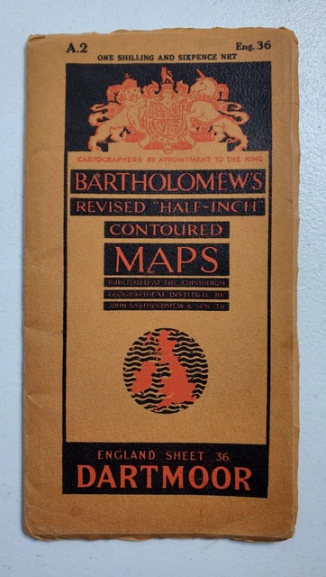 VINTAGE BARTHOLOMEWS REVISED Half-inch Contoured Maps Dartmoor England ...