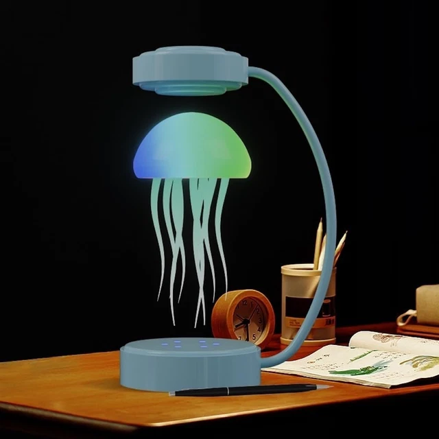 FLOATING JELLYFISH LAMP Magnetic Levitating 360° Spinning LED Night ...