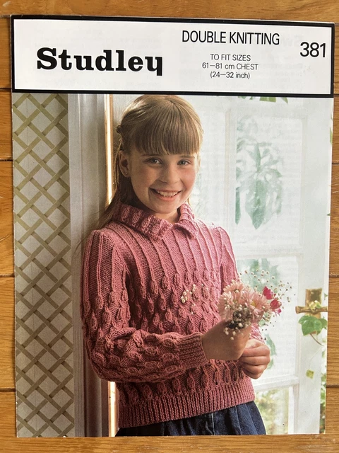 GIRL'S SWEATER DK 24-32" original knitting pattern (Studley 381) VGC £2 ...