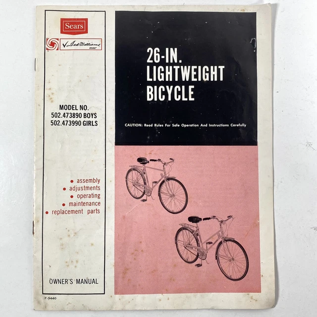 SEARS VINTAGE BICYCLE Owner's Manual 1970s 26 Inch Lightweight Model ...
