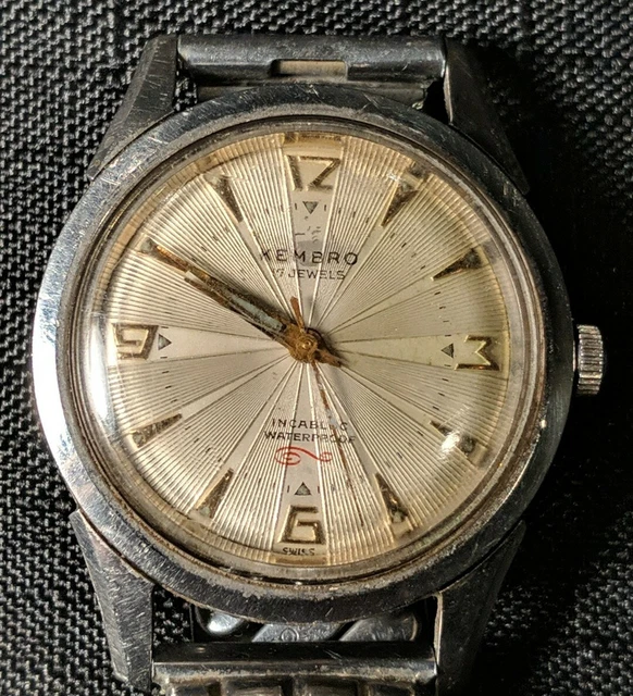 RARE KEMBRO SWISS Vintage 17 Jewels Incabloc Mechanical Men's Watch ...