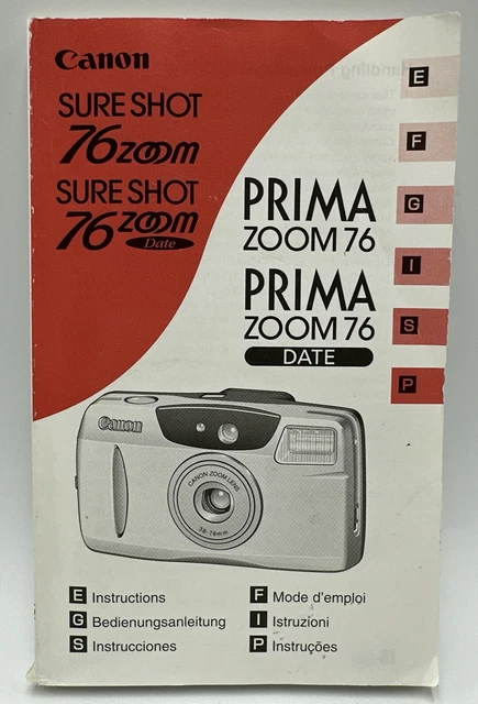 CANON SURE SHOT 76 Zoom Prima Zoom 76 Prima Zoom 76 Date Manuel ...