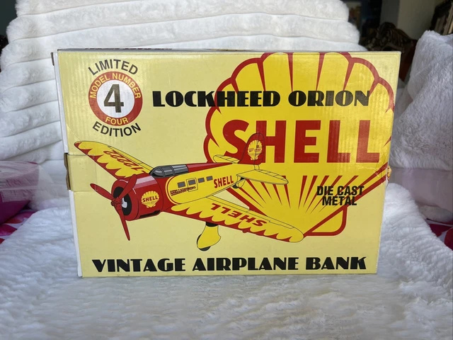 VINTAGE LOCKHEED ORION Shell Airplane Bank Die Cast Metal Model #4 1994 ...