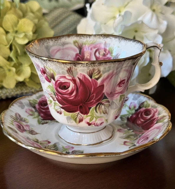 ROYAL ALBERT ENGLAND Summer Bounty Series Ruby Tea Cup and Saucer Roses ...