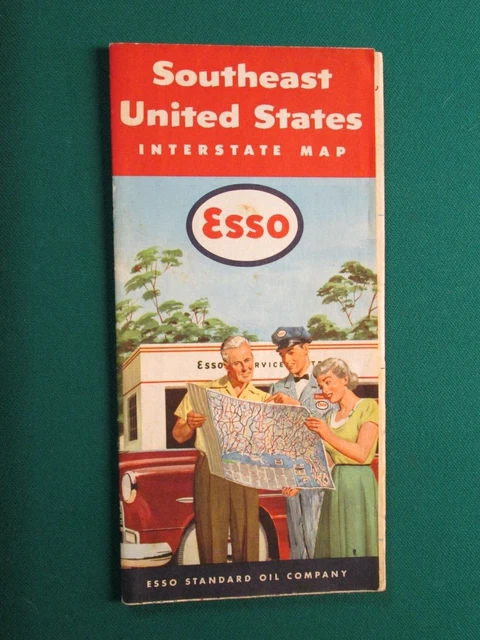 ESSO OIL 1953 Highway Road Map Of Southeast United States EUR 9,22 ...