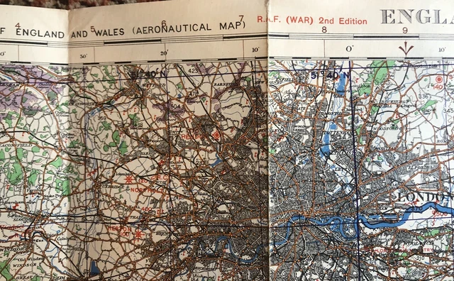 ORIGINAL WW2 RAF Flying Map Air Sheet 12 England, South East Ww11 Air ...