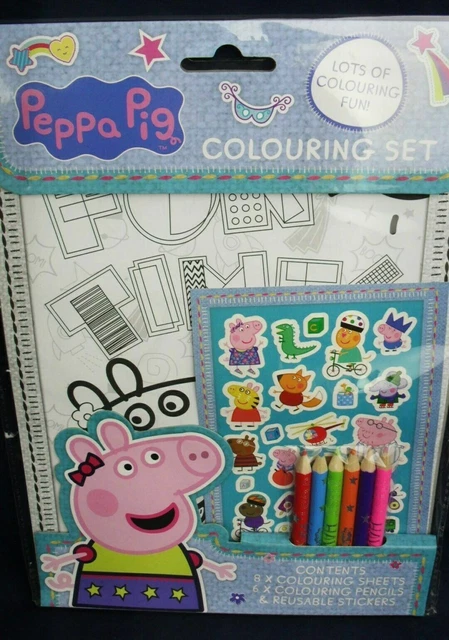 PEPPA PIG COLOURING Set Art Craft Pencils & Stickers Travel Activity ...