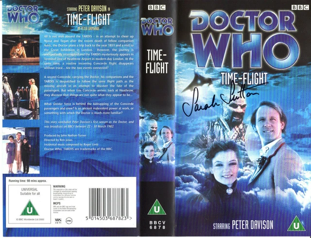 DOCTOR WHO: TIME-FLIGHT VHS Cover Signed by Sarah Sutton £22.00 ...