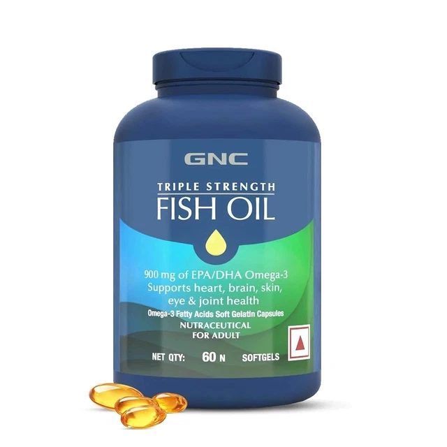 GNC TRIPLE STRENGTH Fish Oil 1500mg Omega-3 with 900mg EPA & DHA | 60 ...