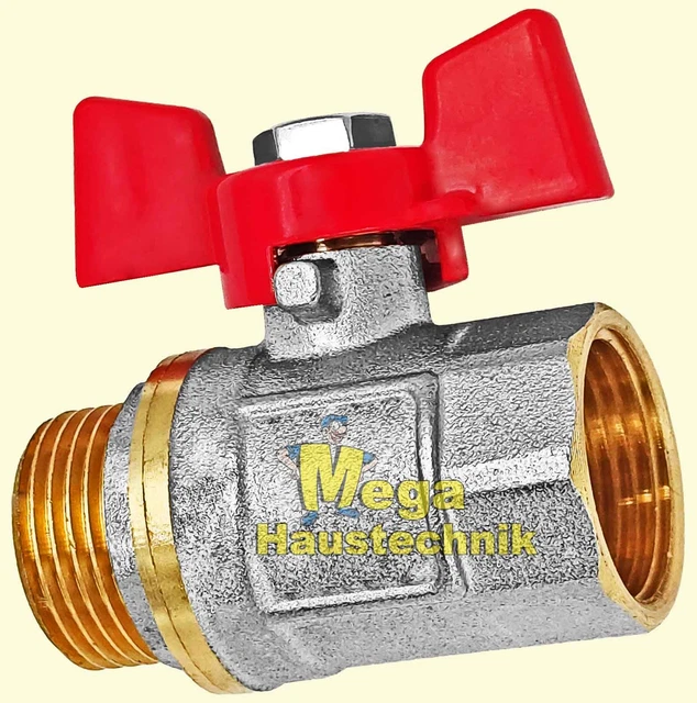 KUGELHAHN M. FLÜGELGRIFF rot IG AG Absperrhahn Absperrventil Kugelventil Messing EUR 4,76 ...