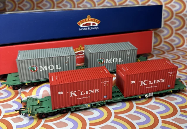 BACHMANN 37-320 INTERMODAL Bogie Wagons with 4x 20FT Containers: K-LINE ...