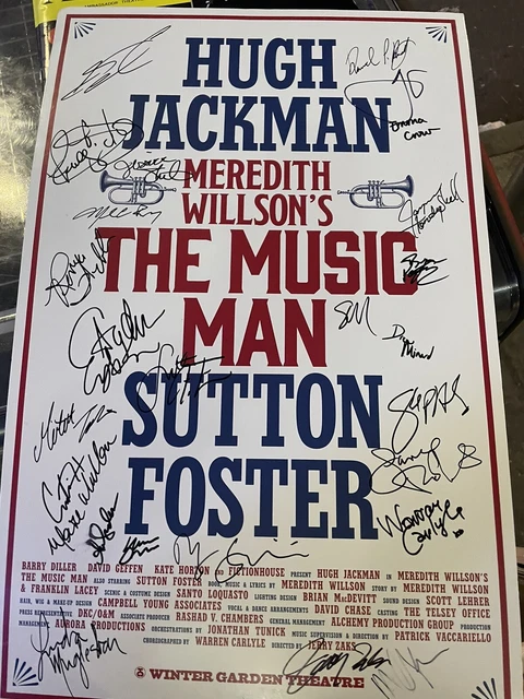 PROOF HUGH JACKMAN Sutton Foster Music Man Cast Signed Broadway Poster ...