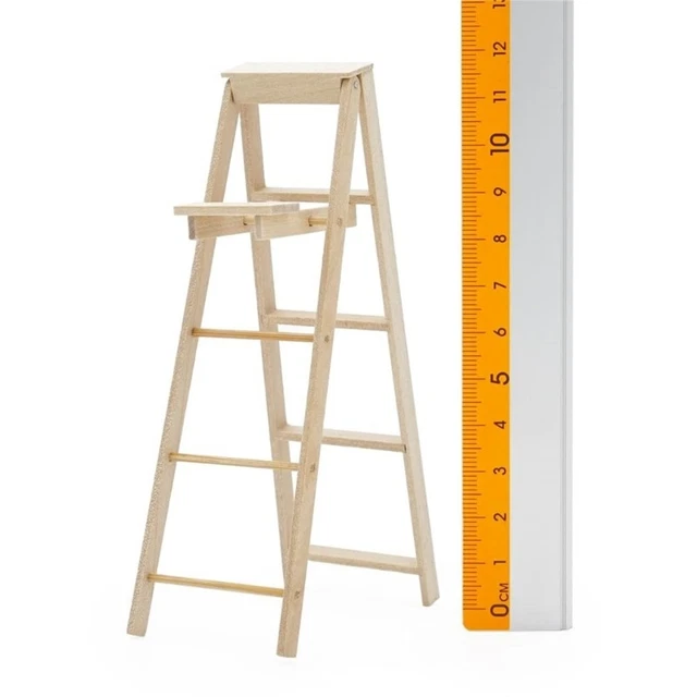 MINIATURE DOLLHOUSES LADDER 1/12 Scale Foldable Step Ladder for ...