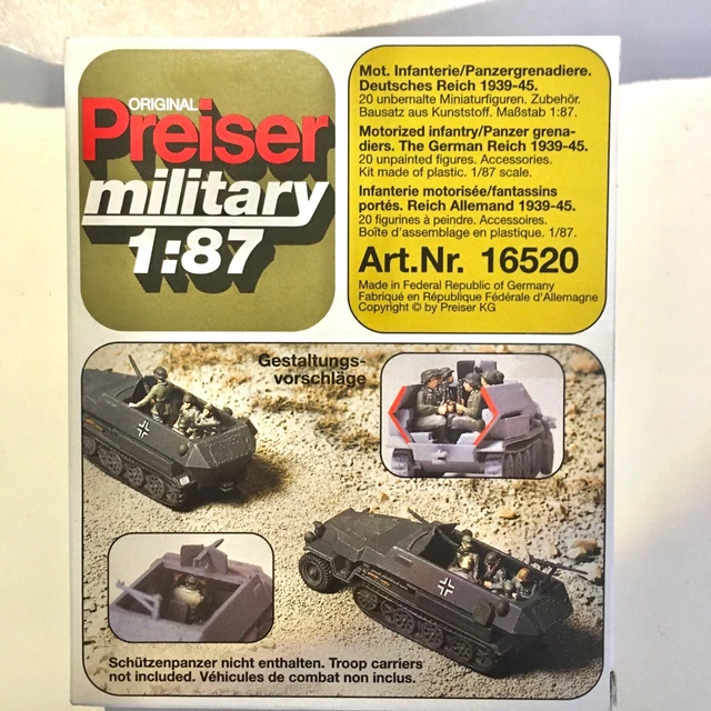PREISER MILITARY, 1:87 H0 Militär, Wehrmacht WW II, Panzergrenadiere ...