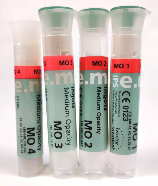 IVOCLAR IPS EMAX Press Ingots Medium Opacity MO1 MO2 MO3 MO4 Set $271. ...