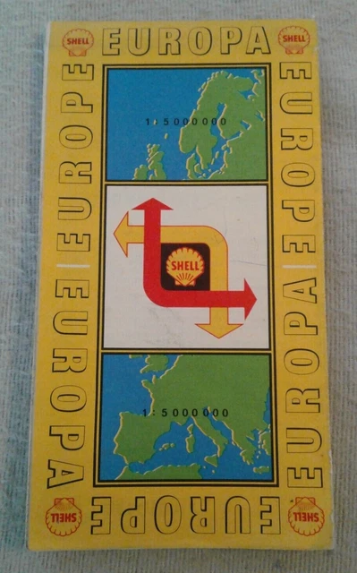 VINTAGE 1956 SHELL Oil Company Road Map of Europe Highways Travel ...
