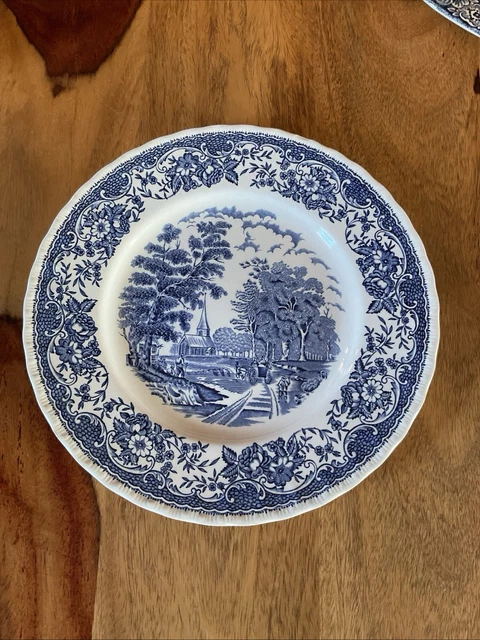 VINTAGE ROYAL TUDOR Ware ‘Old England’ Blue & White Dinner Plate 1950’s ...
