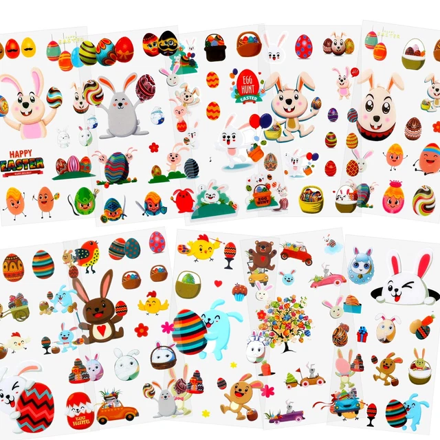 STICKERS PAQUES EN Vinyle Gommettes Paques Oeuf Poussin Fleur Lapin ...