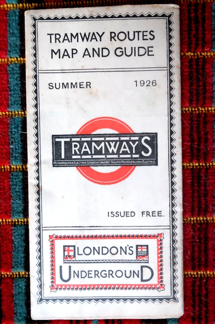LONDON TRAMWAYS MAP Summer 1926. Tram / Tramway Routes Map & Guide £29. ...