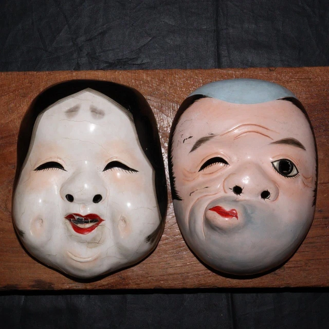 JAPANESE WOODEN HYOTTOKO Okame Noh mask Kyogen Kagura mask MSK395 £93. ...