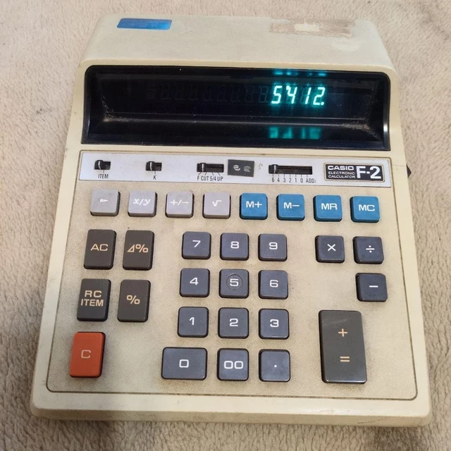 CASIO RETRO CALCULATOR F-2 Vintage 1970s LSI Battery Powered Digital ...