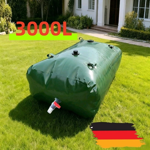 3000L WASSERTANK MIT Griffen Faltbare Wasserfass Regentonne Regenfass ...