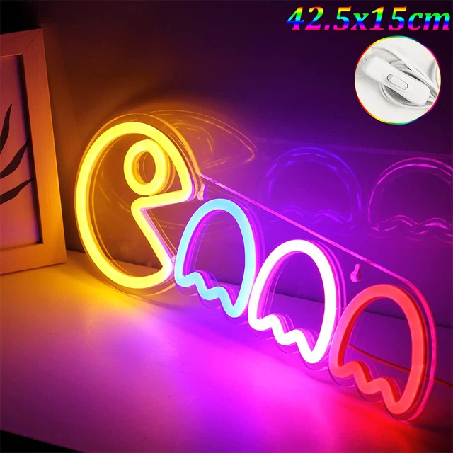 LARGE GAMING NEON Signs Party Wall Decor On/Off Switch LED Neon Light ...