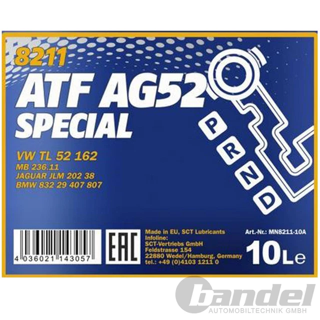 10L MANNOL ATF AG52 AUTOMATIK GETRIEBEÖL für VW G 052 162 TL 521 62 ZF ...